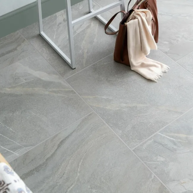 Granby Light Grey Square Stone Effect Wall and Floor Tile | W&F ...