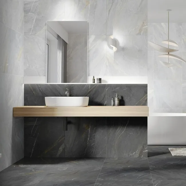 Granby Dark Grey Square Stone Effect Wall & Floor Tile | W&F Specification