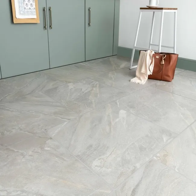 Granby Light Grey Square Stone Effect Wall and Floor Tile | W&F ...