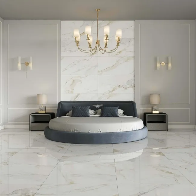 Marshall Gold Vein Polished Marble Effect Tiles 1200x1200| Splendour Tiles