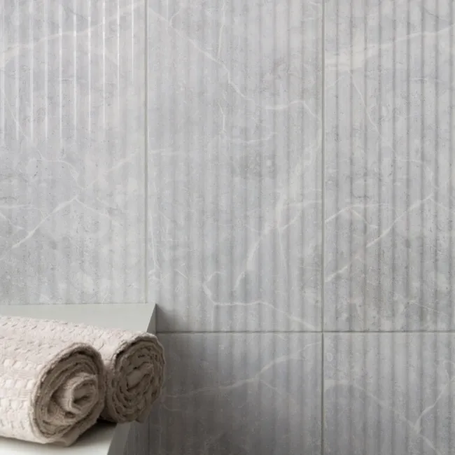 Agora Light Grey Gloss Marble Effect Decor Wall Tile 600x300 ...