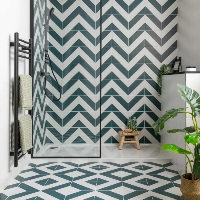 Zebra Green and White Matt Striped Wall and Floor Tiles | Splendour Tiles